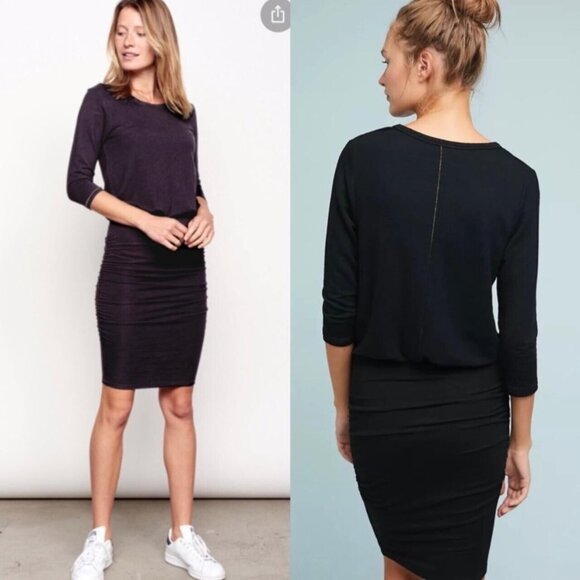 Sundry | Dresses | Sundry Ruched Blouson Dress Emerald Green With Gold ...